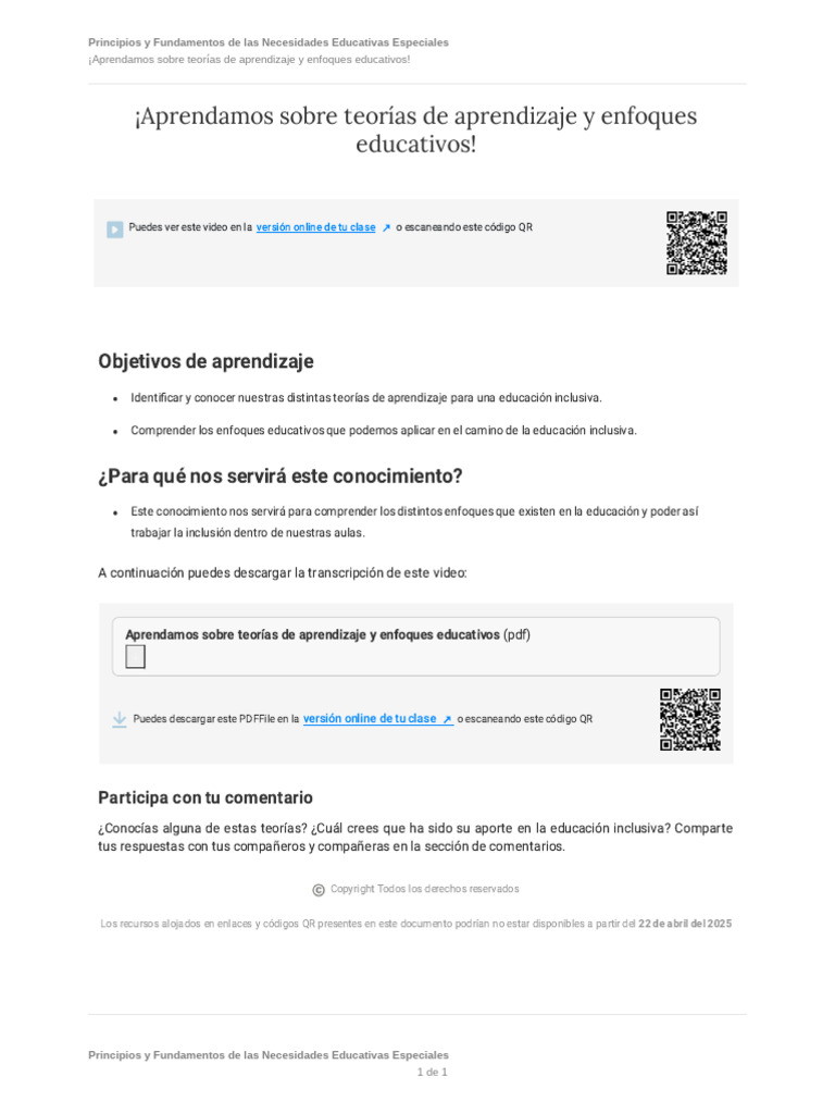 Principios y Fundamentos de Las Necesidades Educativas Especiales Aprendamos Sobre Teorias de ...