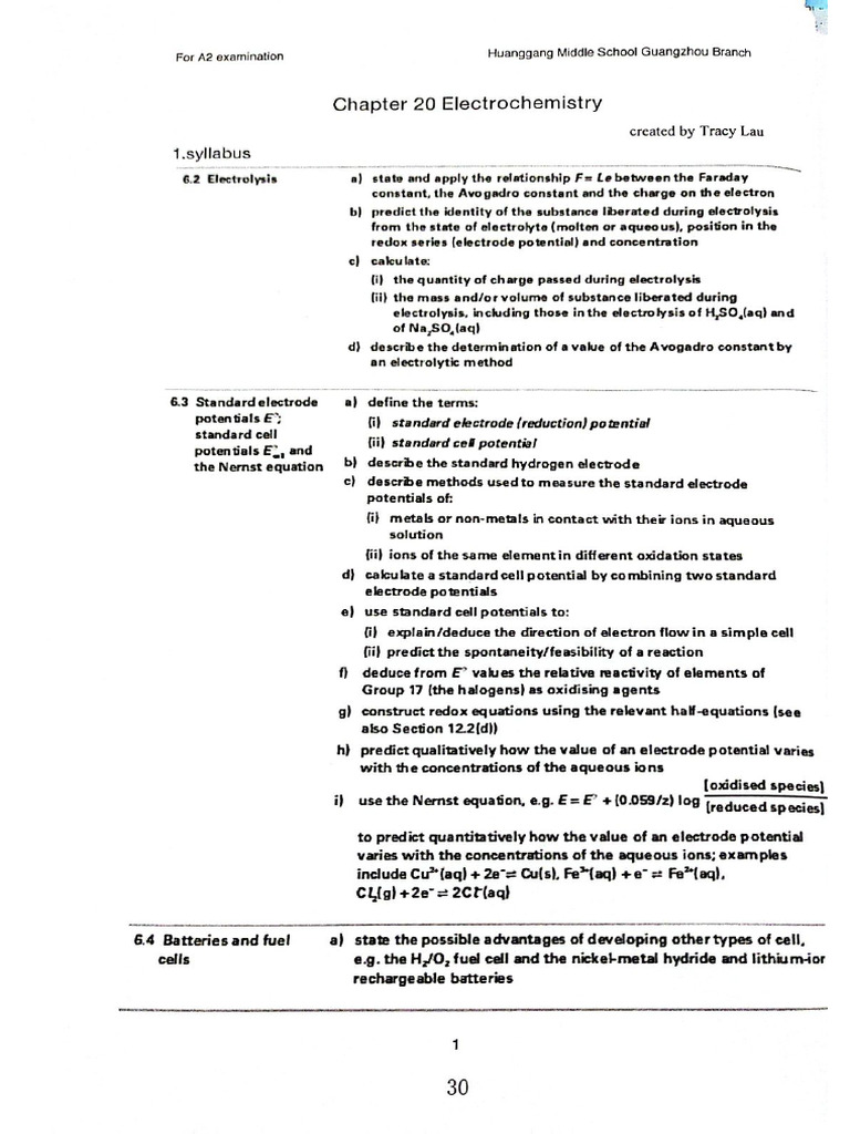 Chapter 20 Electrochemistry | PDF