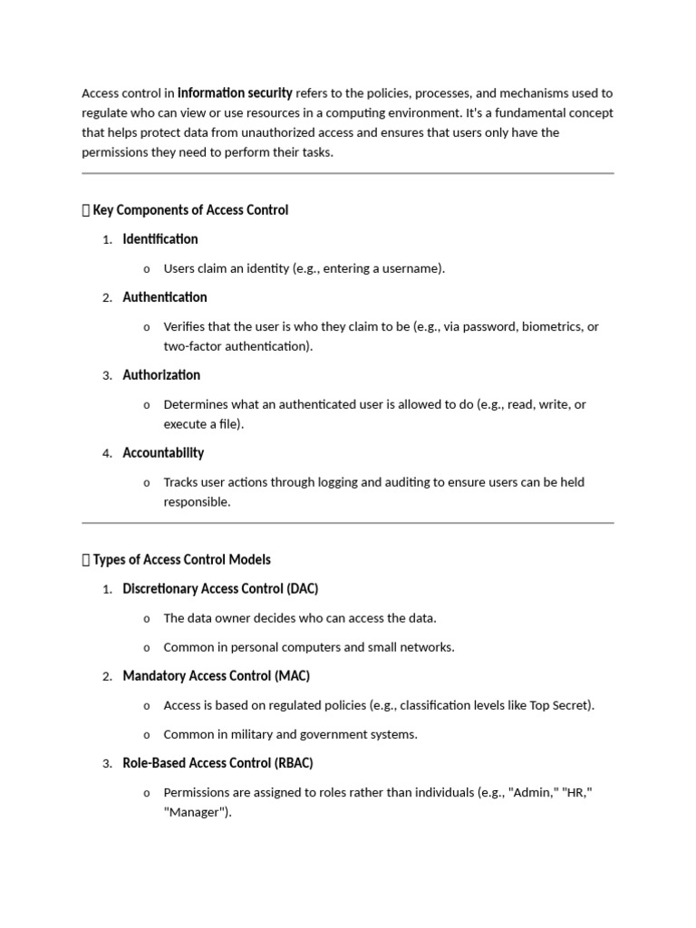Understanding Access Control in Security | PDF