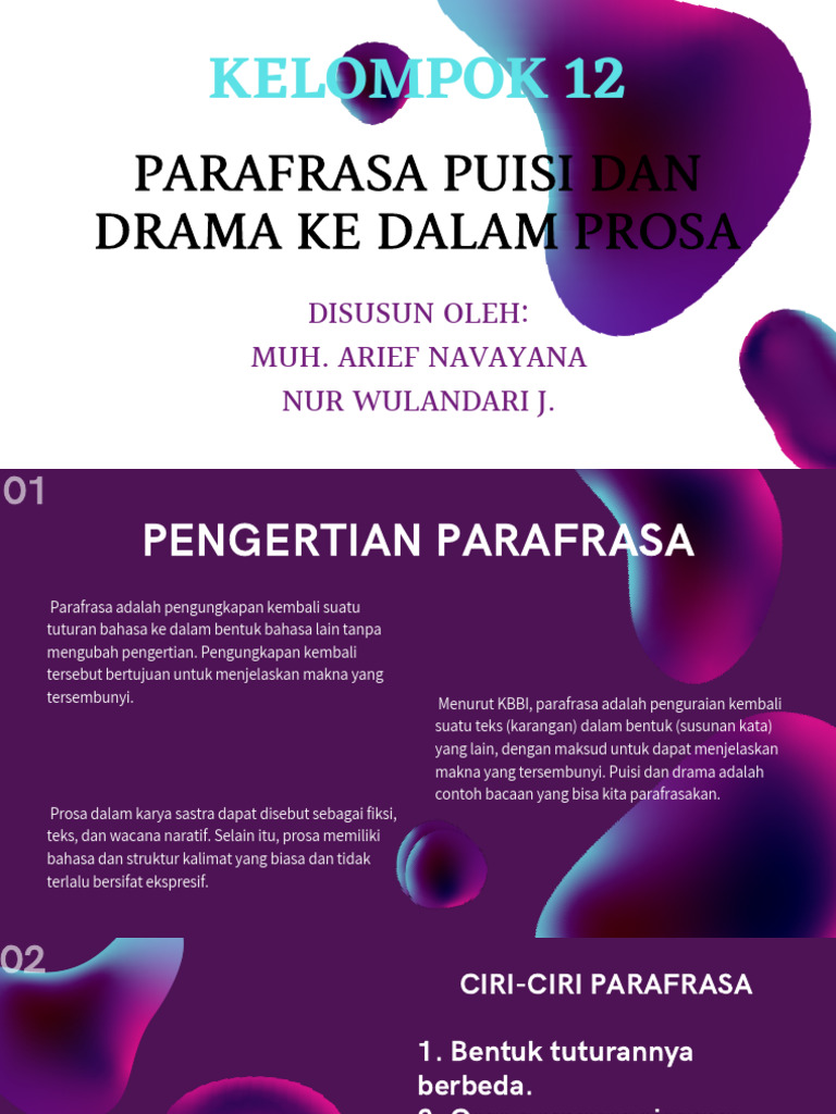 Parafrasa Puisi dan Drama ke Prosa | PDF