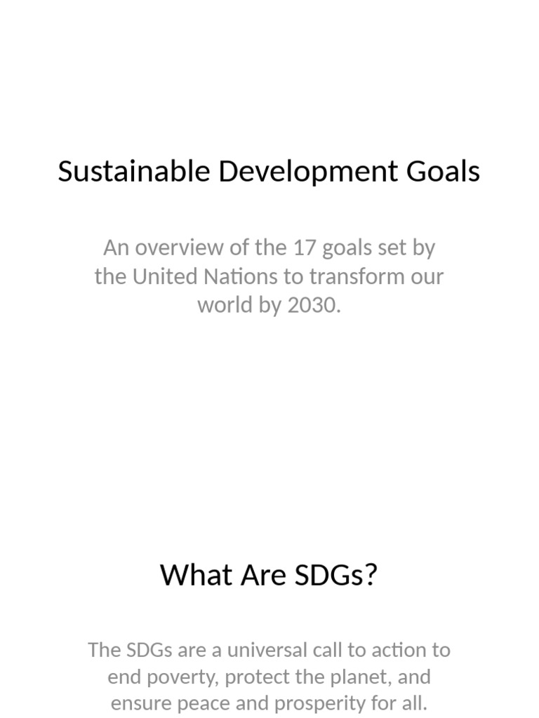 Overview of Sustainable Development Goals | PDF