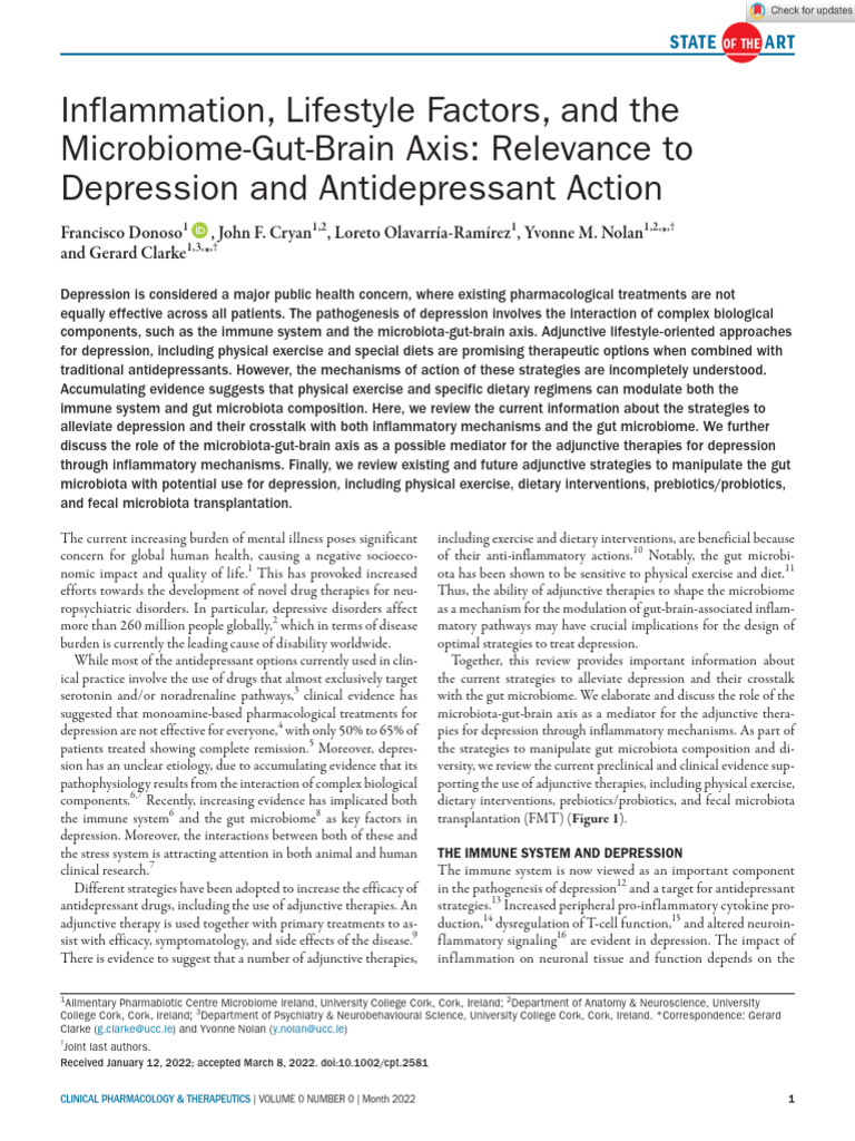 Inflammation, Lifestyle Factors, and The Microbiome-Gut-Brain Axis ...