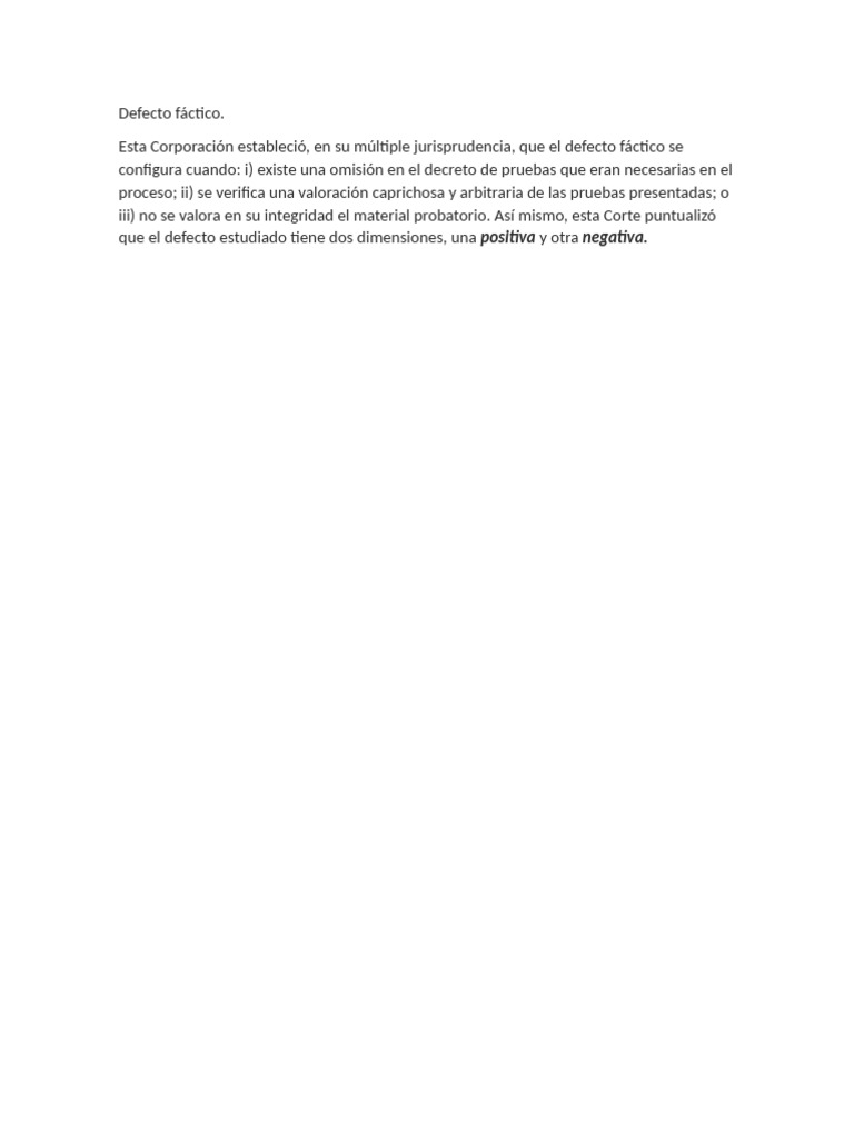 Defecto Fáctico en Jurisprudencia | PDF