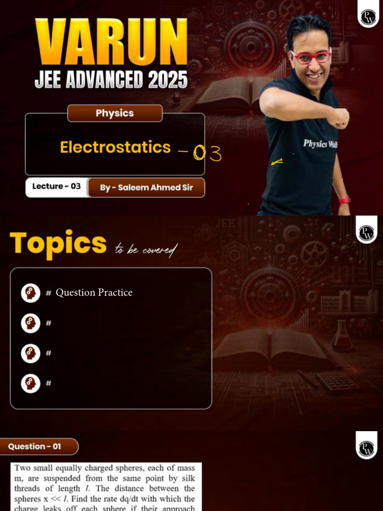 Electrostatics 03 _ Class Notes __ Varun JEE Advanced 2025 | PDF