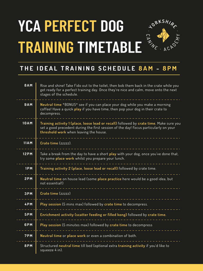 YCA Dog Training Timetable Guide | PDF