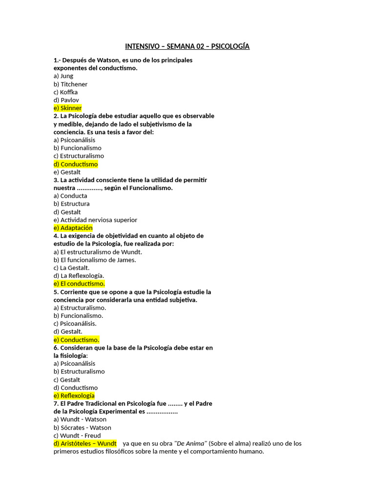 Pract 02 - Psicologia - Intensivo | PDF | Sicología | Mente inconsciente