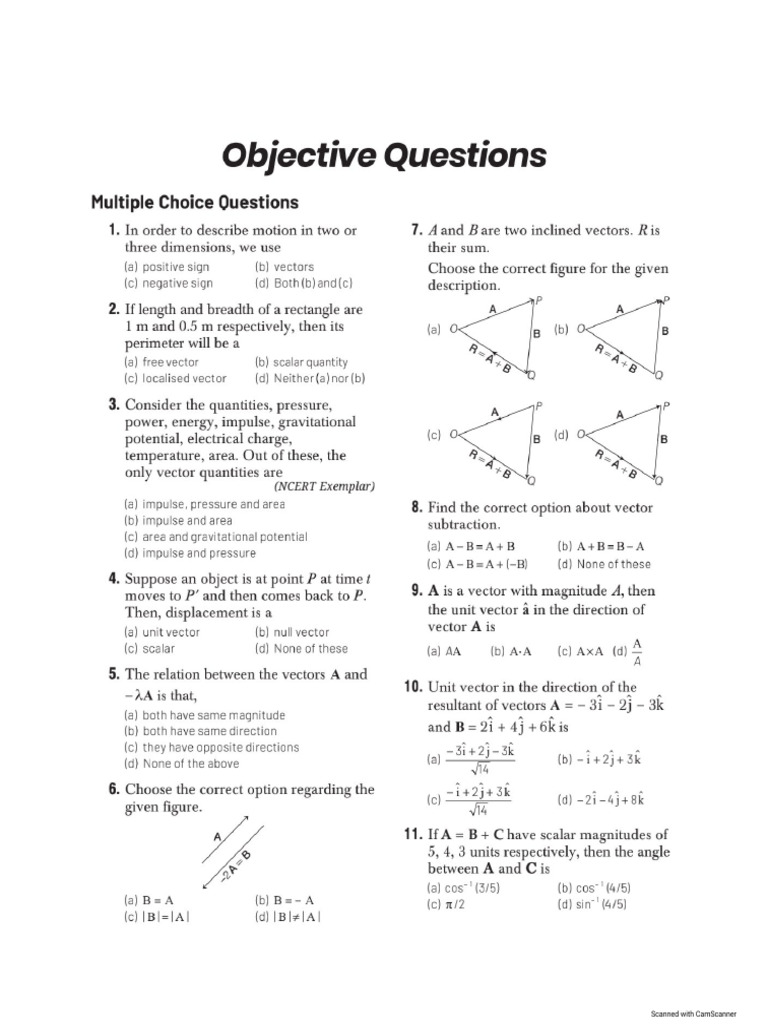 CBSE Physics Class 11 Term 1 Objective Question Bank | PDF