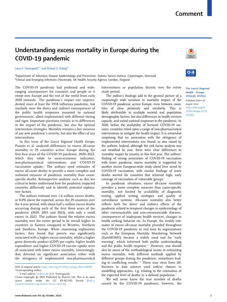 Understanding Excess Mortality in Europe During - 2024 - The Lancet ...