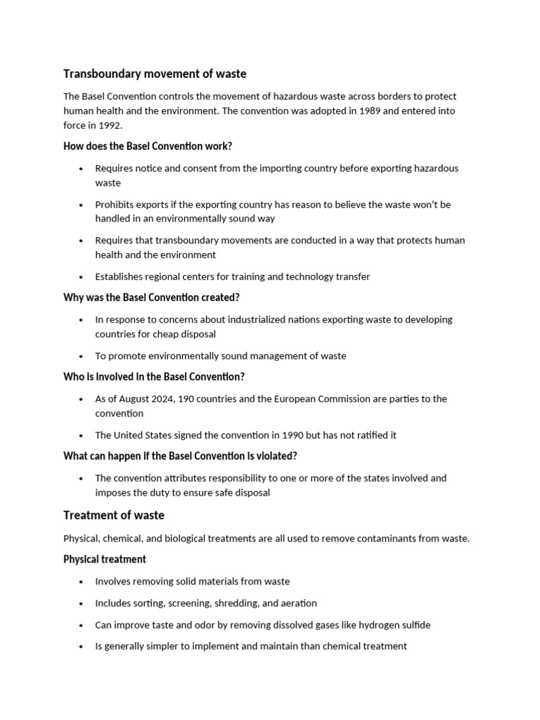 Transboundary Movement of Waste | PDF
