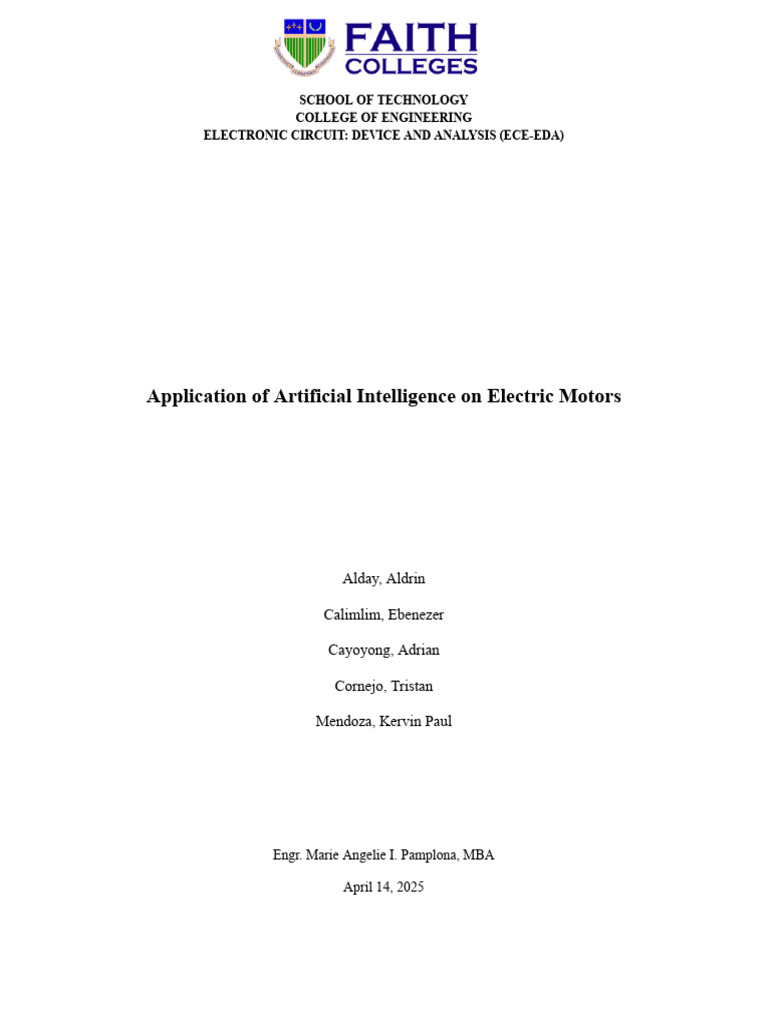 RESEARCH PAPER ECE EDA - Artificial Intelligence On Electric Motors ...