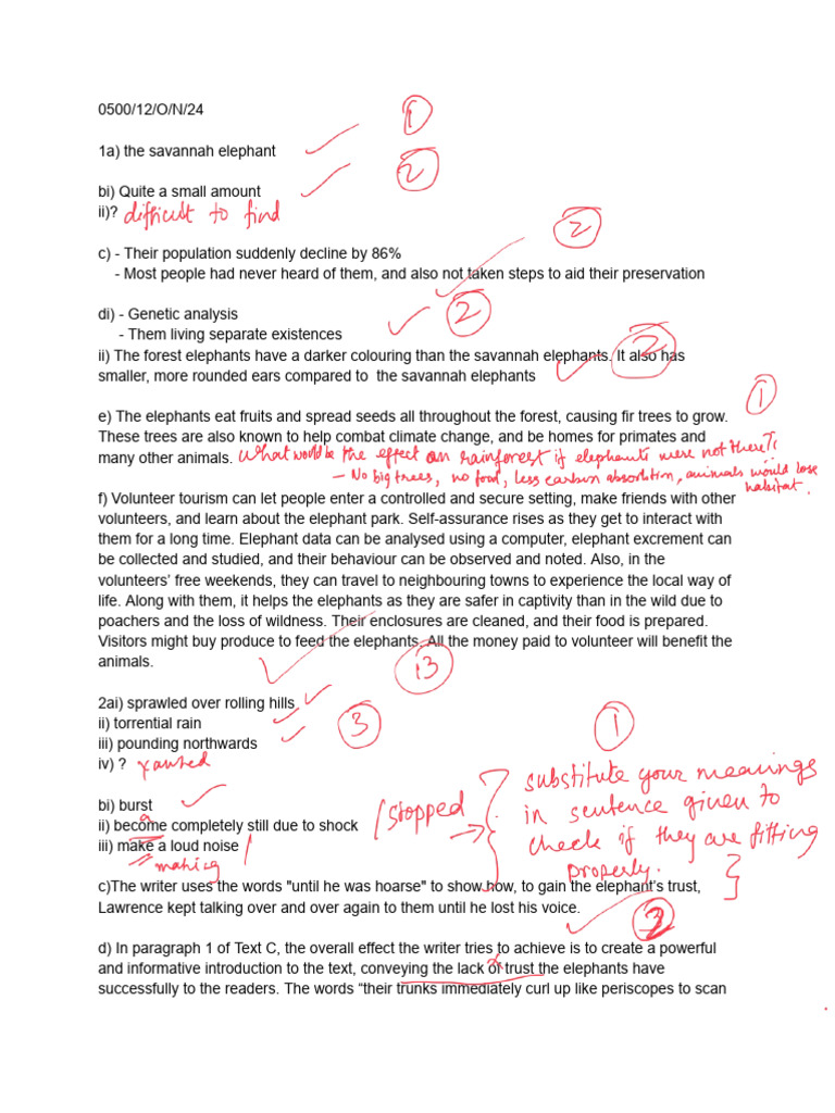 Mock Eng Lang 0500 - 12 - O - N - 24 | PDF | Elephant