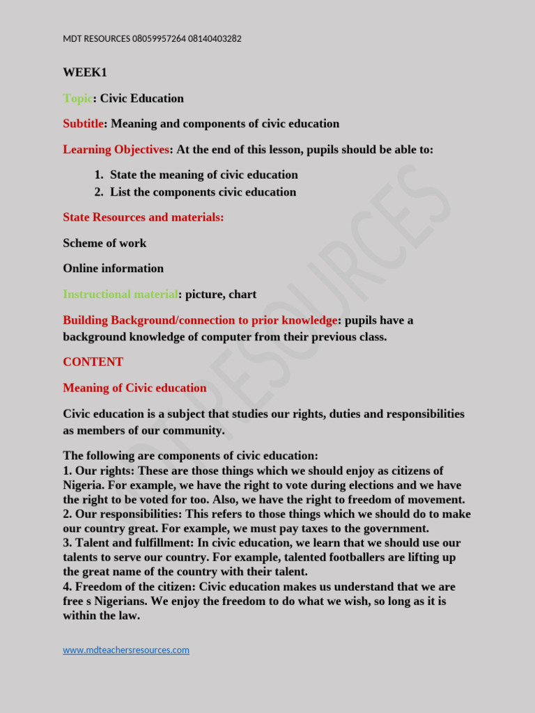 Pry 3 Civic Edu Ist Term | PDF | Teachers | Community
