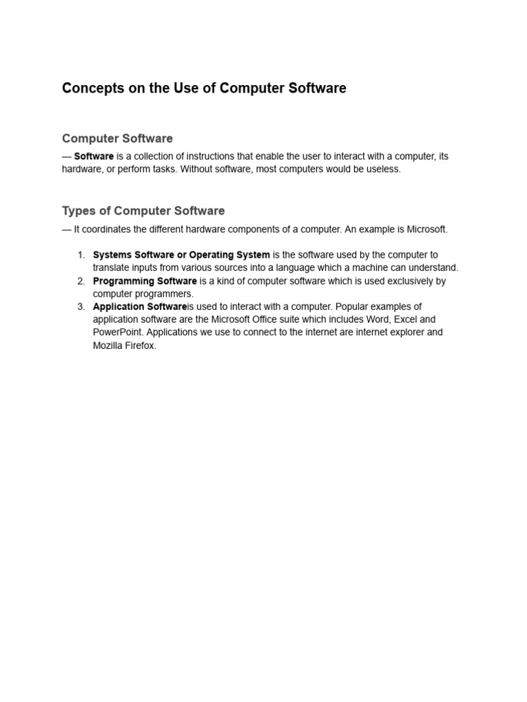 Arts 6 Concepts on the Use of Computer Software | PDF