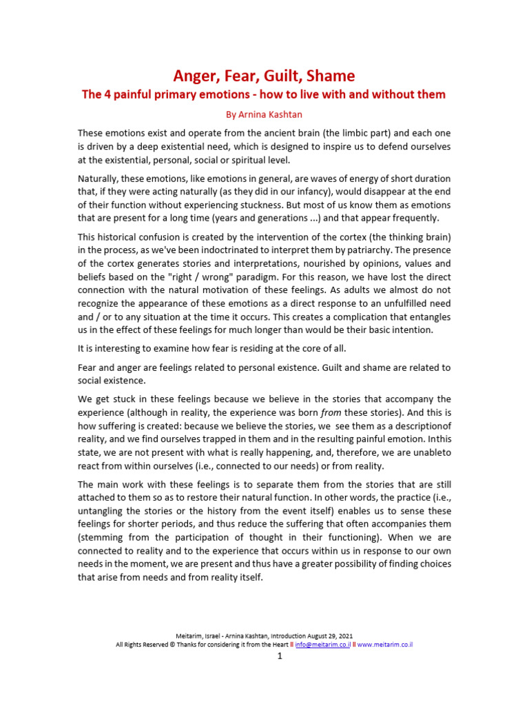 The Compass Intro August 29th 2021 Material - On Fear Anger Guilt Shame ...