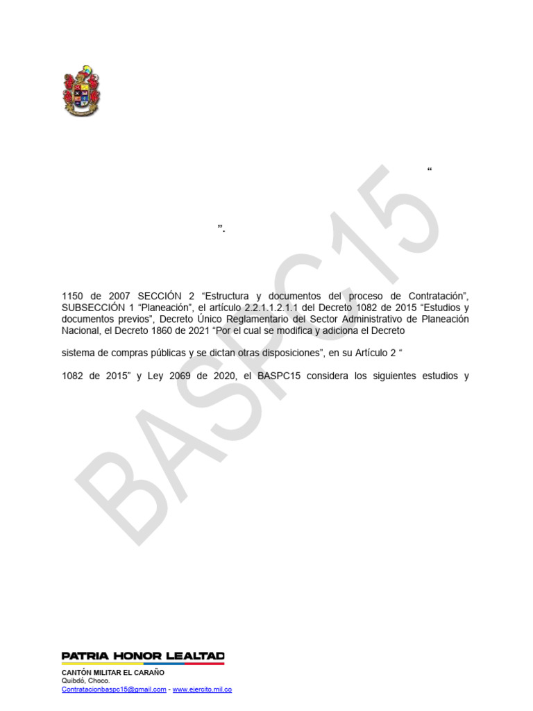 Estudio Previo Batallon | PDF | Calidad (comercial) | Presupuesto