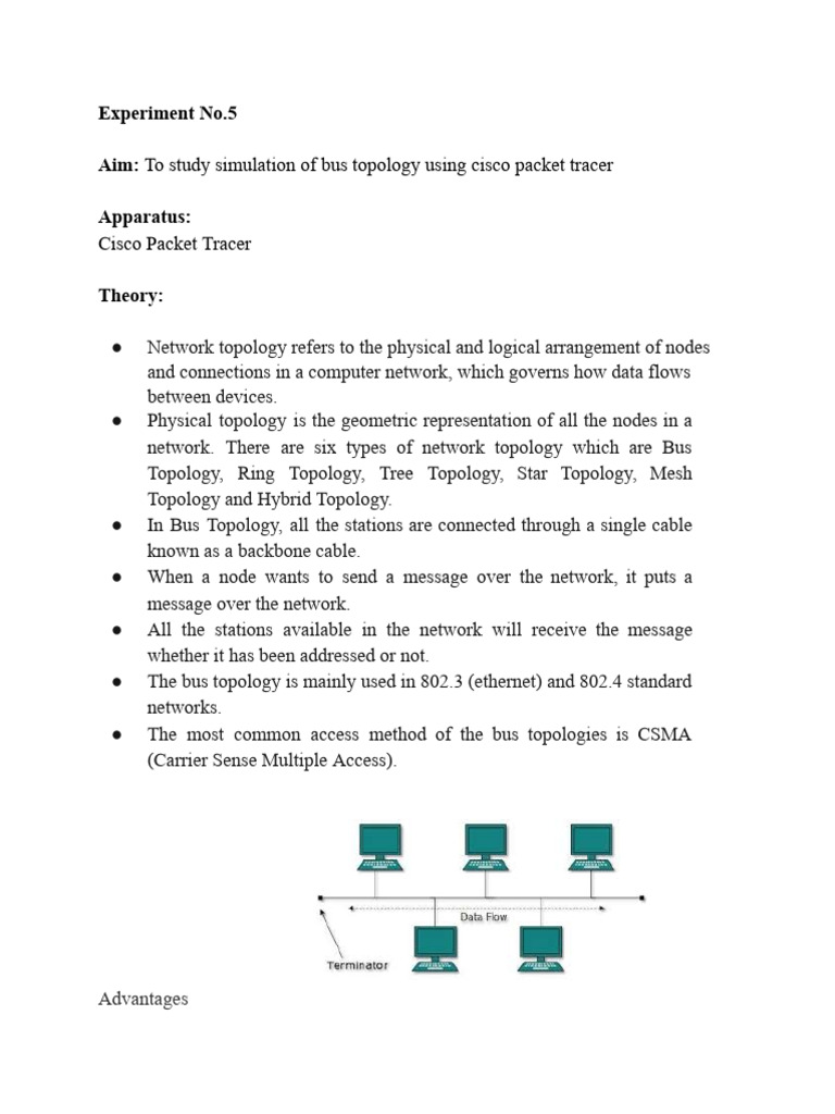 Bus Topology Simulation in Cisco Packet Tracer | PDF