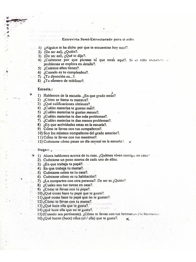 Entrevista Semi Estructurada para NNA | PDF