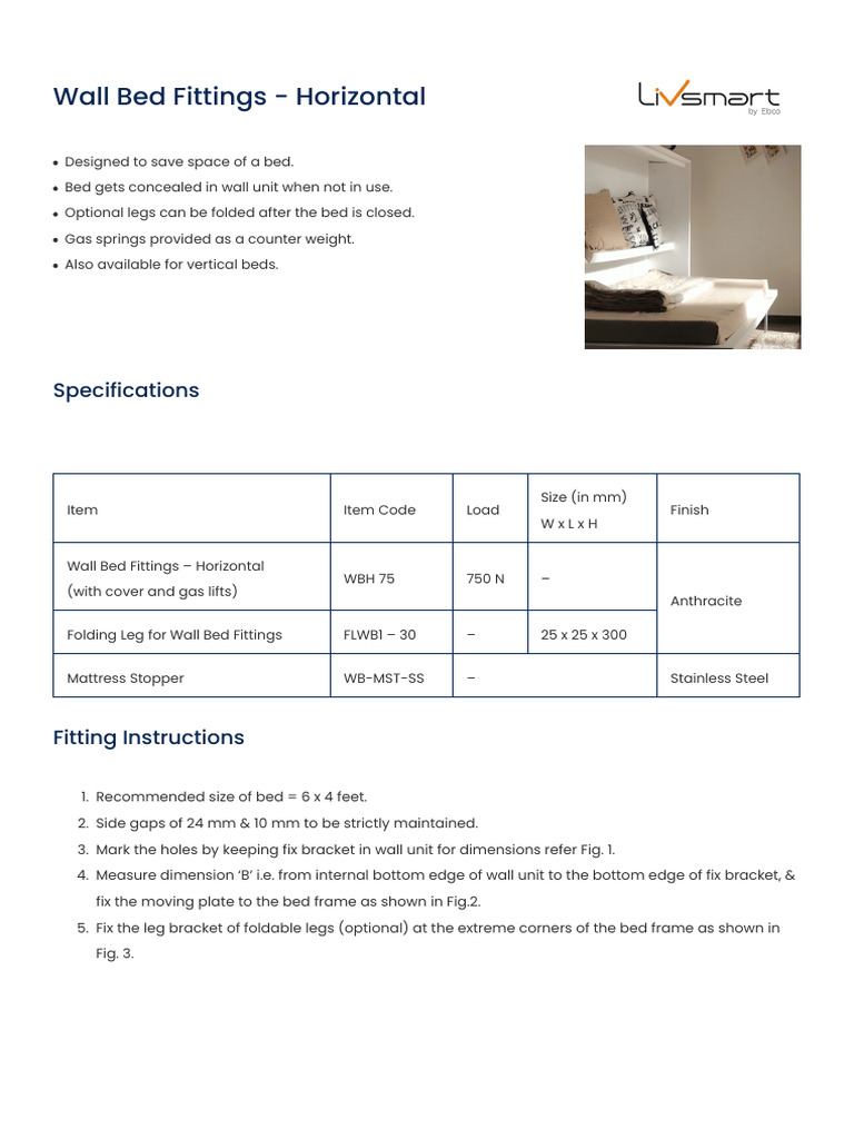 Wall Bed Fittings - Horizontal | PDF