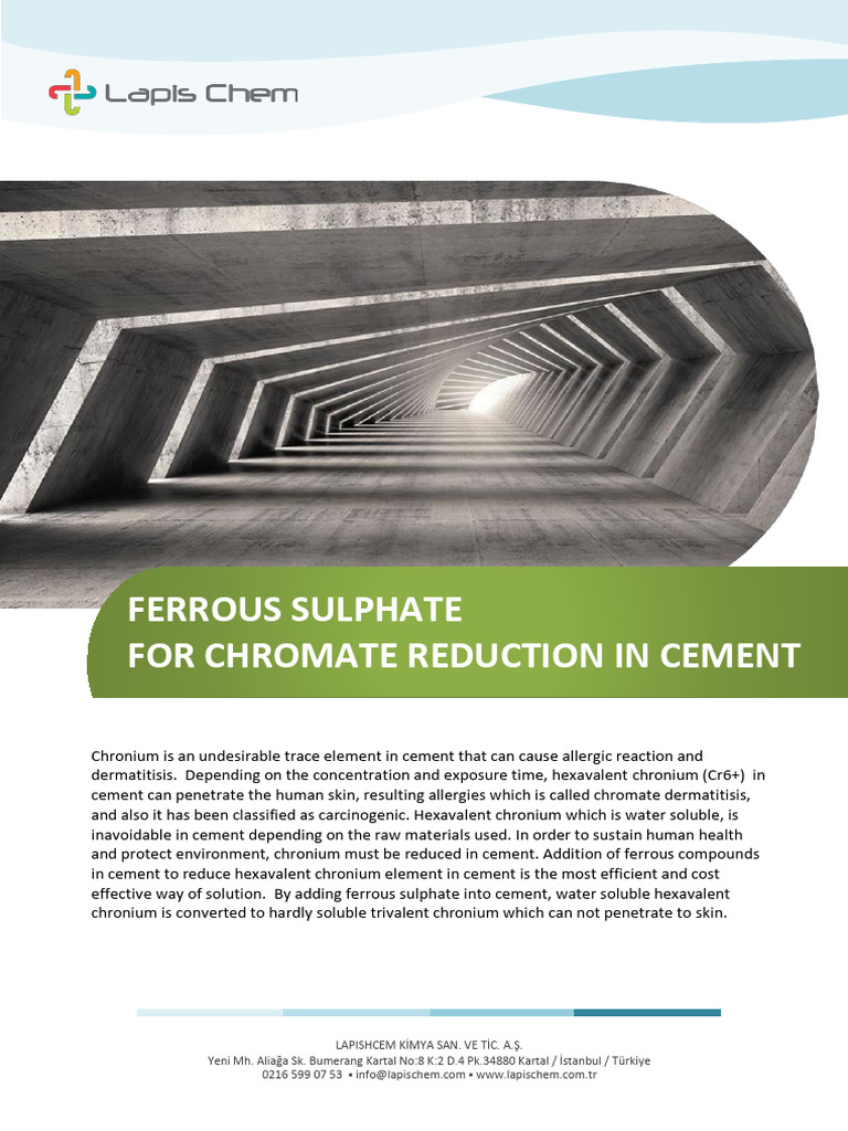 FERROUS SULPHATE For Chromate Reduction in Cement | PDF | Chromium | Cement