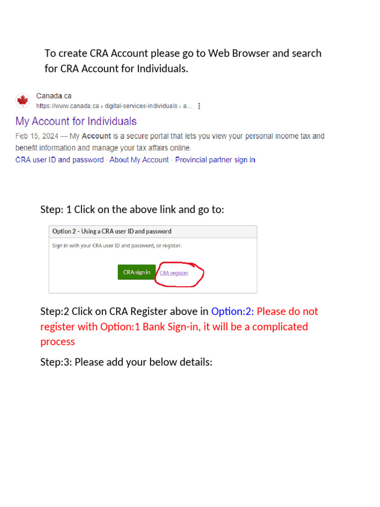 How to Create your CRA Account | PDF