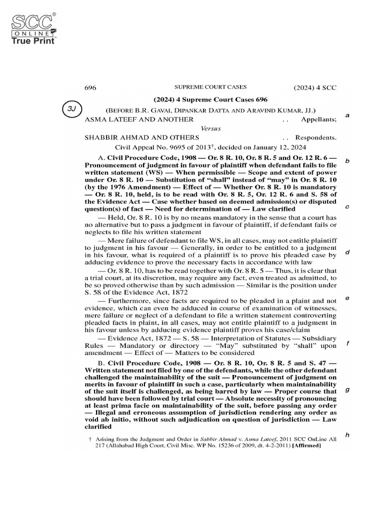 1. Asma Lateef Case [Plaintiff required to prove their claims] | PDF ...