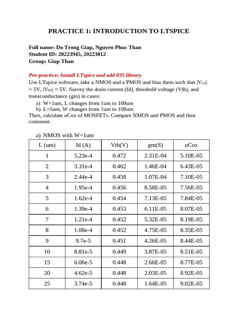 Practice 1 Introduction To LTspice | PDF