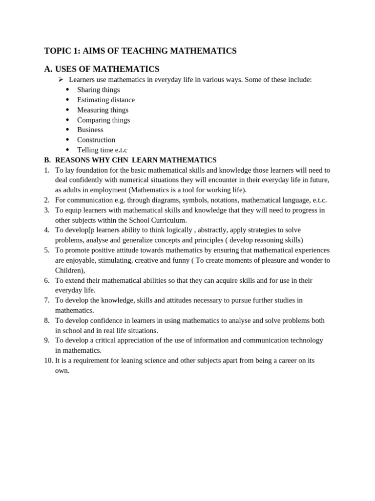 Mathematics Notes For All Modules | PDF | Mathematics | Learning