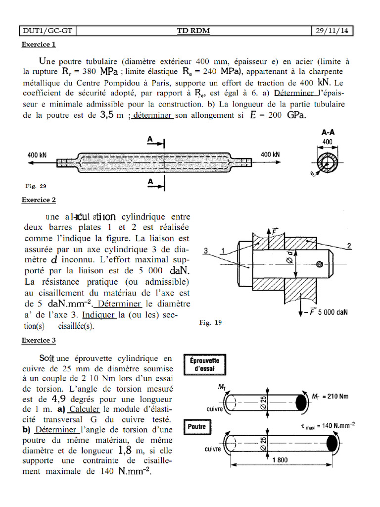 Dut1/Gc-Gt 29/11/14: TD RDM Exercice 1 | PDF