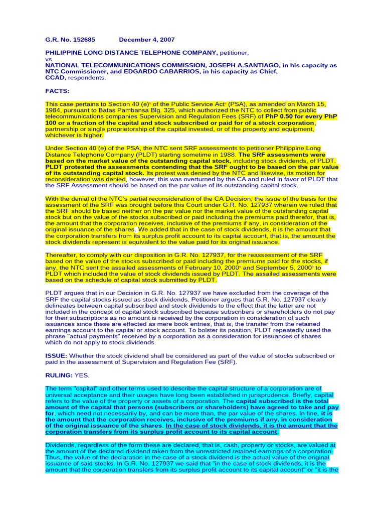 10-PLDT (Stockholder Receiving Stock Dividend Are Forced To Forego The ...
