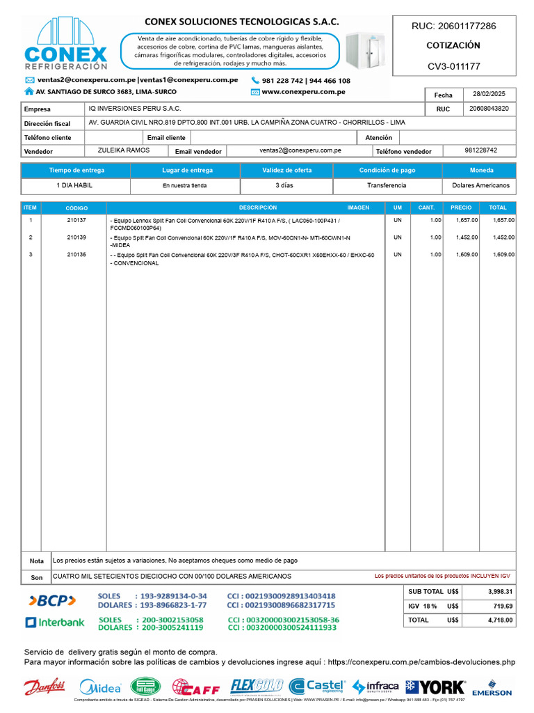 CV3-011177-IQ INVERSIONES PERU | PDF | Economias | Business