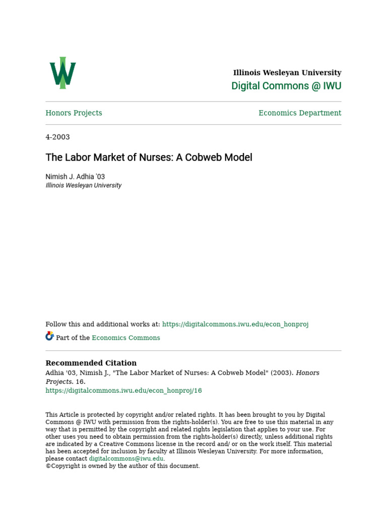 The Labor Market of Nurses - A Cobweb Model | PDF | Economic Equilibrium | Labour Economics