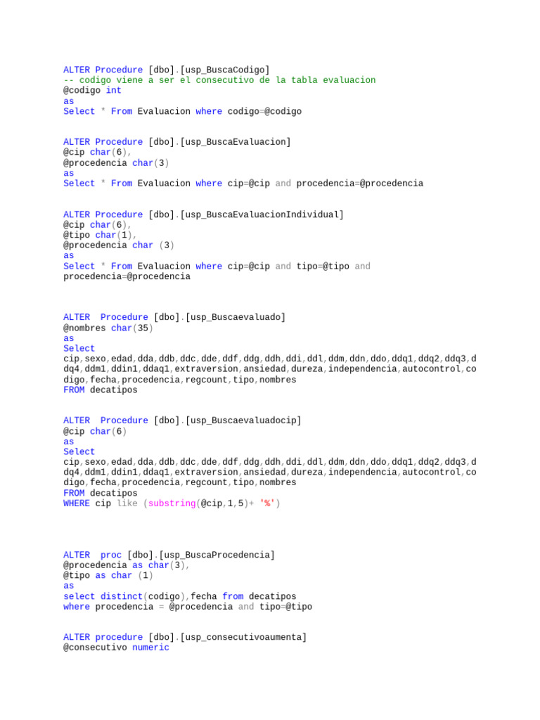 Codigo Viene A Ser El Consecutivo de La Tabla Evaluacion: Substring | PDF