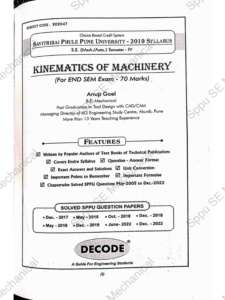 Kinematics of Machinery Decode Mechanical 4th Sem - 250418 - 121204 | PDF