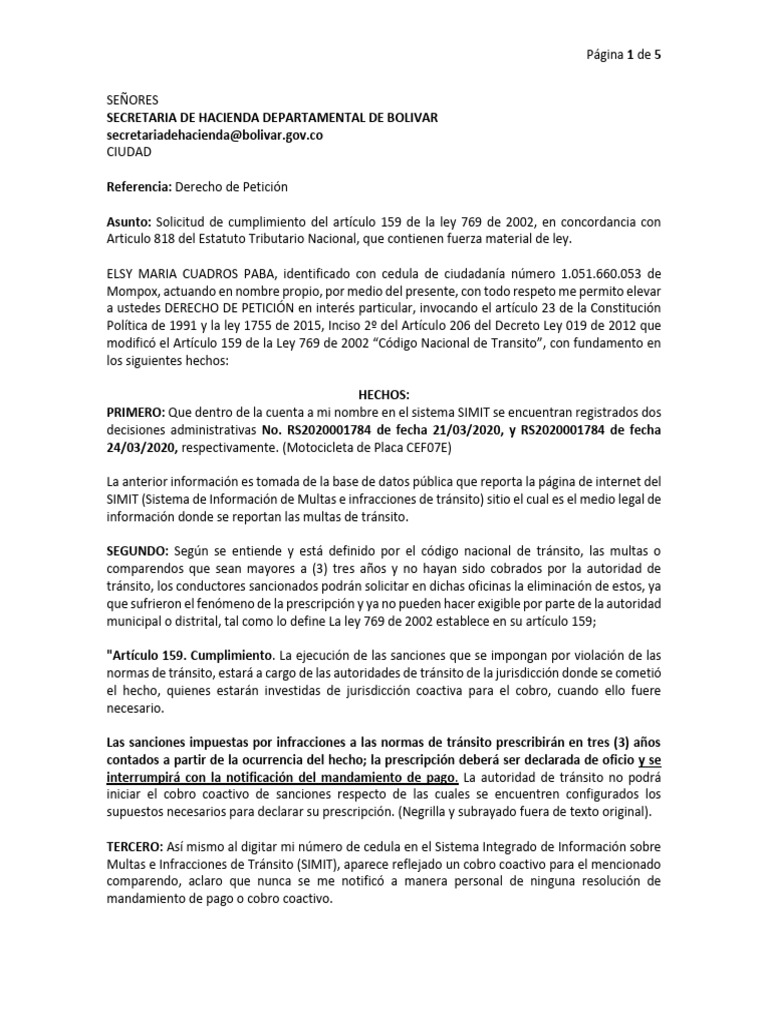 Elsy Cuadros Paba | PDF | Estatuto de limitaciones | Multa (pena)