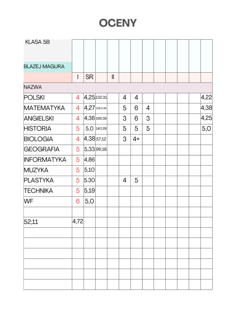 Class Grading Sheet Tracking Assignments in Colorful Simple Style | PDF