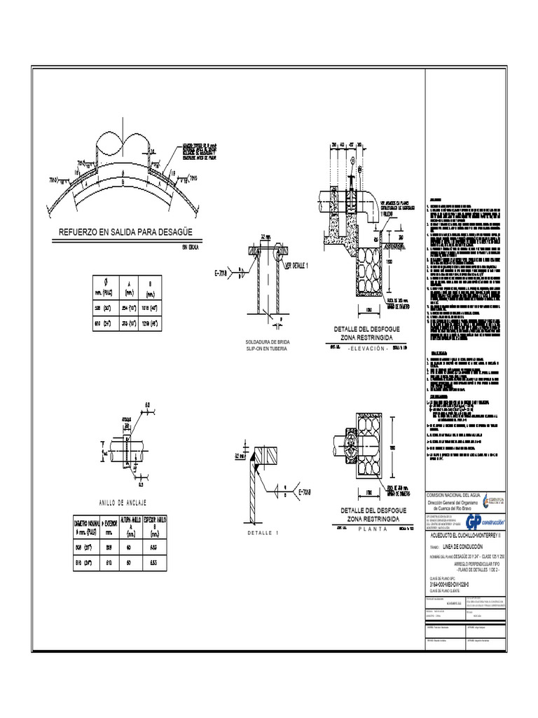 3164-000-Me0-Dw-028-0 - Desagüe 20 y 24 Pulgadas Clase 125 - Detalles 1 ...