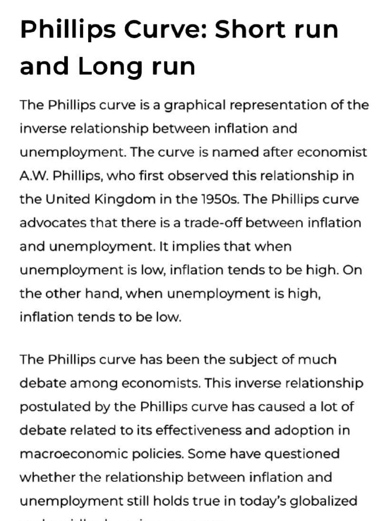 Short and Long Run Phillips Curve | PDF | Phillips Curve | Labour Economics