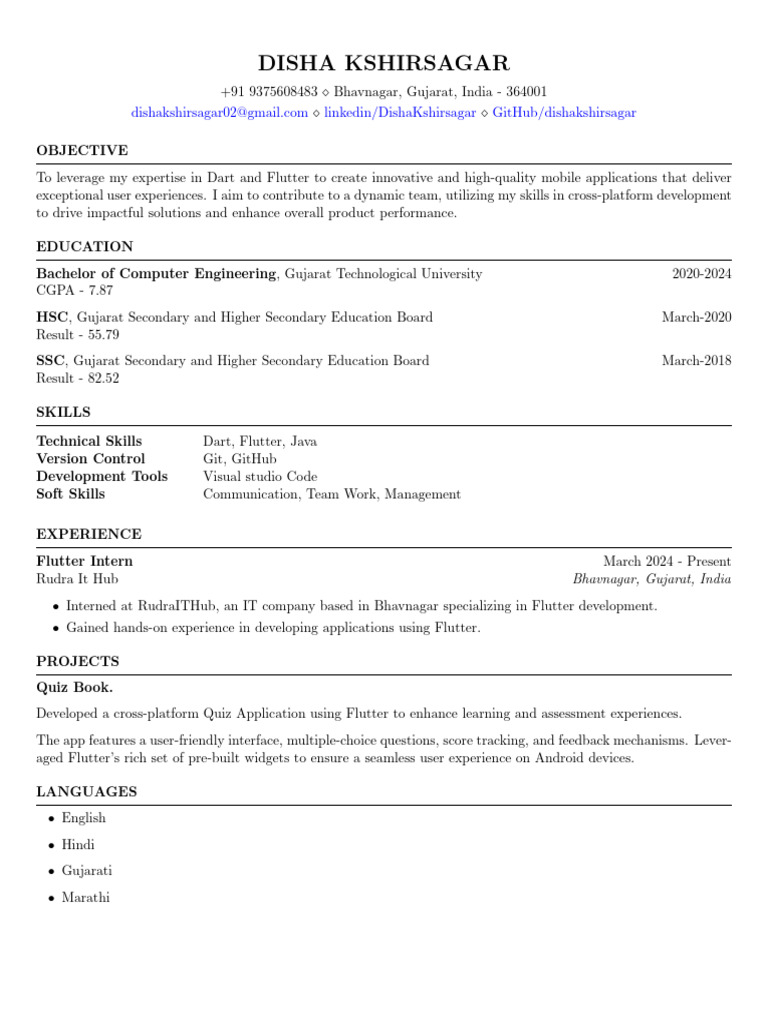 Disha Resume | PDF