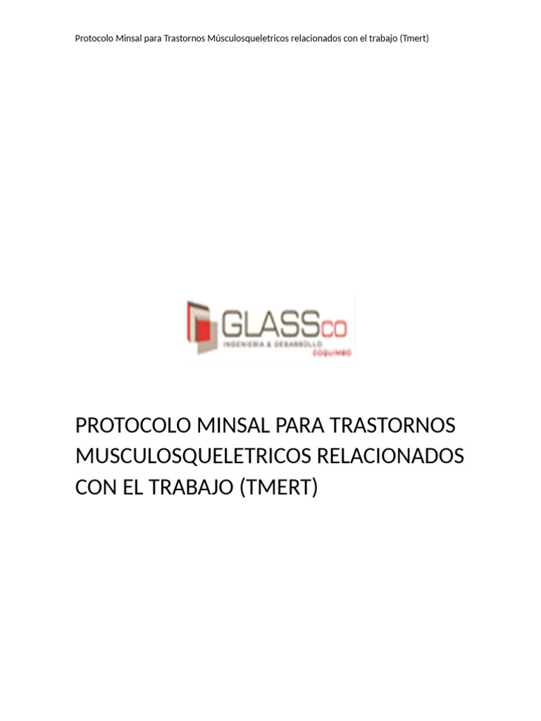 Protocolo Minsal para Trastornos Musculosqueletricos Relacionados Con El Trabajo | PDF | Terapia ...