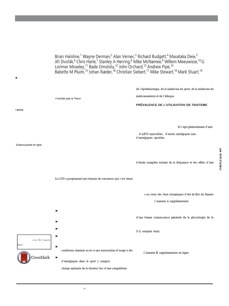 Gestion de la douleur chez les athlètes elite | PDF | Douleur | Gestion ...