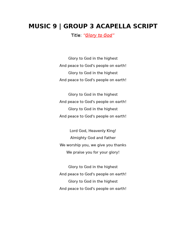 Music 9 - Group 3 Acapella Script | PDF