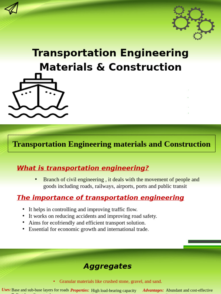 Transportation Engineering Materials Guide | PDF | Road | Road Surface