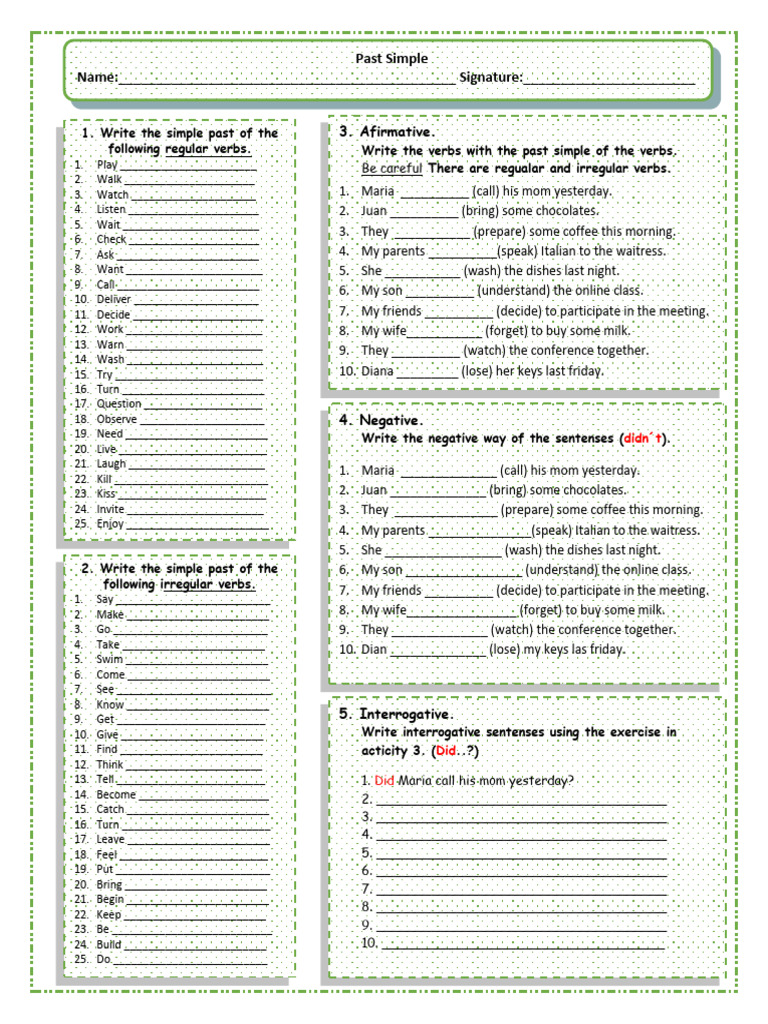 Past Simple Ejercicios | PDF