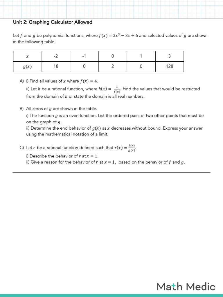 AP Precalc Unit 2 FRQ | PDF