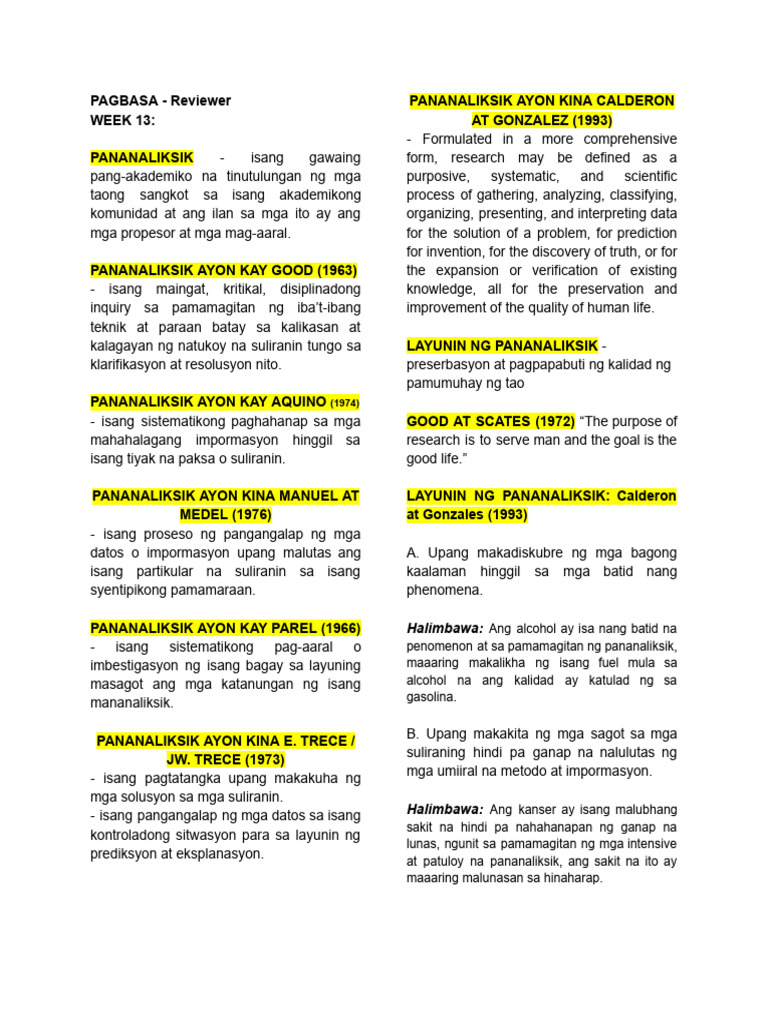 PAGBASA-Reviewer-FINAL | PDF