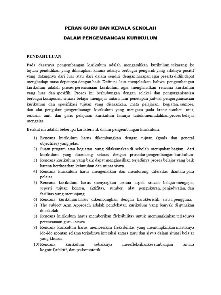 Peran Guru Dan Kepala Sekolah | PDF