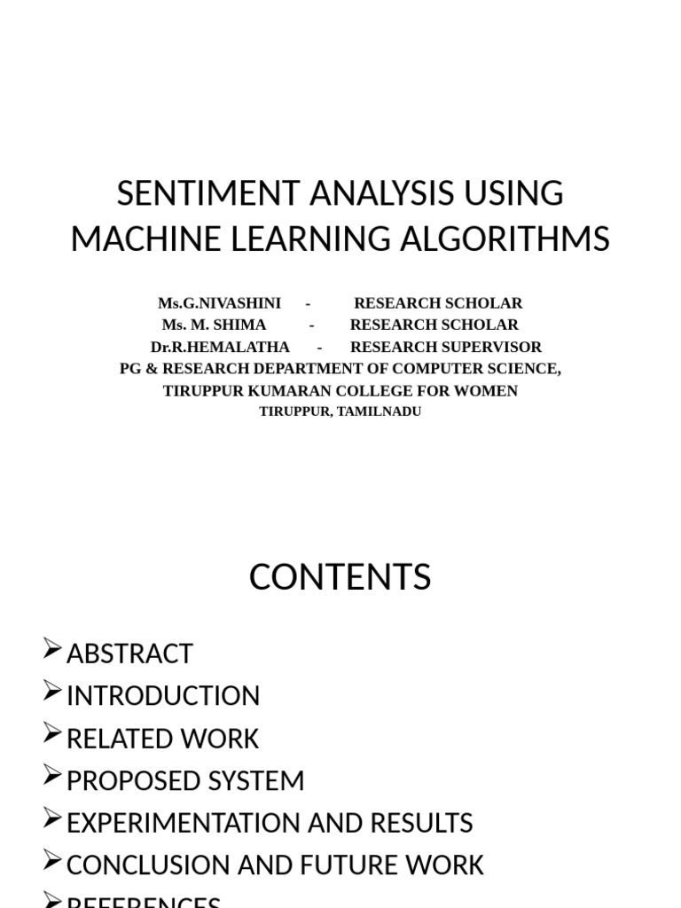 Sentiment Analysis Using Machine Learning Algorithms Pdf Machine Learning Computing