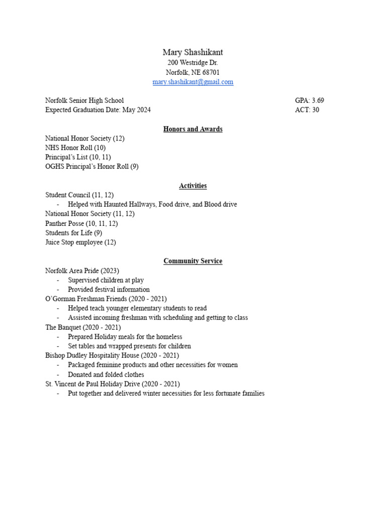Activities Resume PDF | PDF