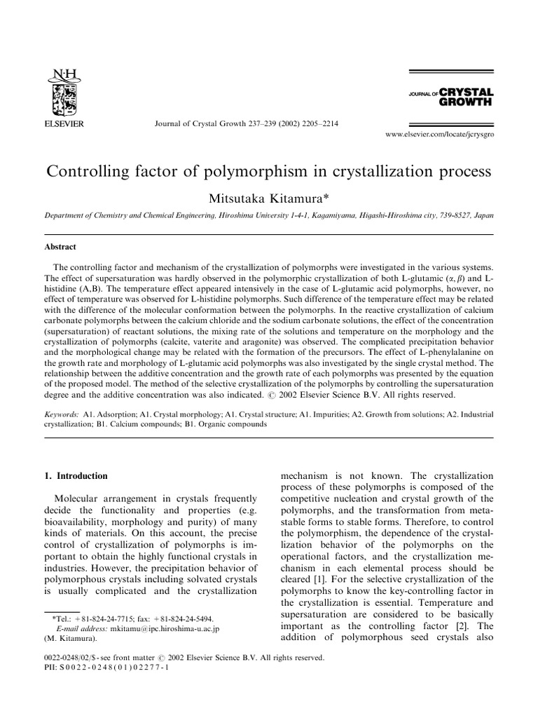 Controlling factor of polymorphism in crystallization process | PDF ...