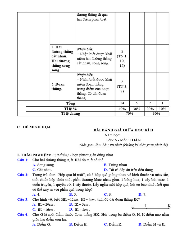 Tuyen Tap 07 de Kiem Tra Giua Hoc Ki 2 Toan 6 Canh Dieu Co Dap An Trang | PDF